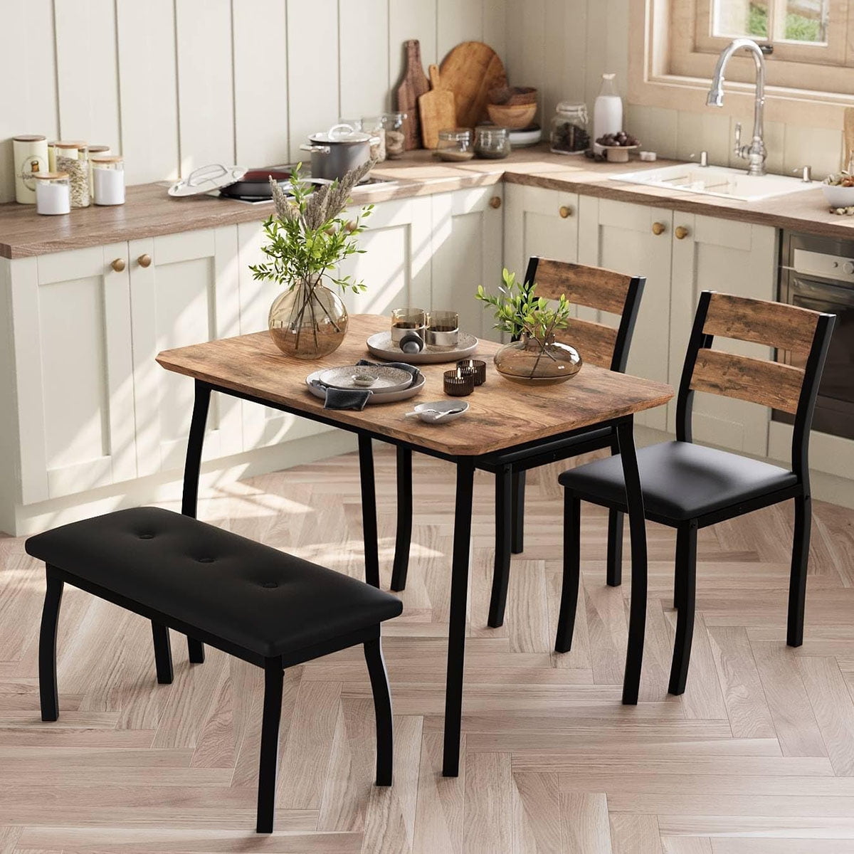 Ataucjin Dining Table Set for 4, Sturdy Wooden Kitchen Table with ...
