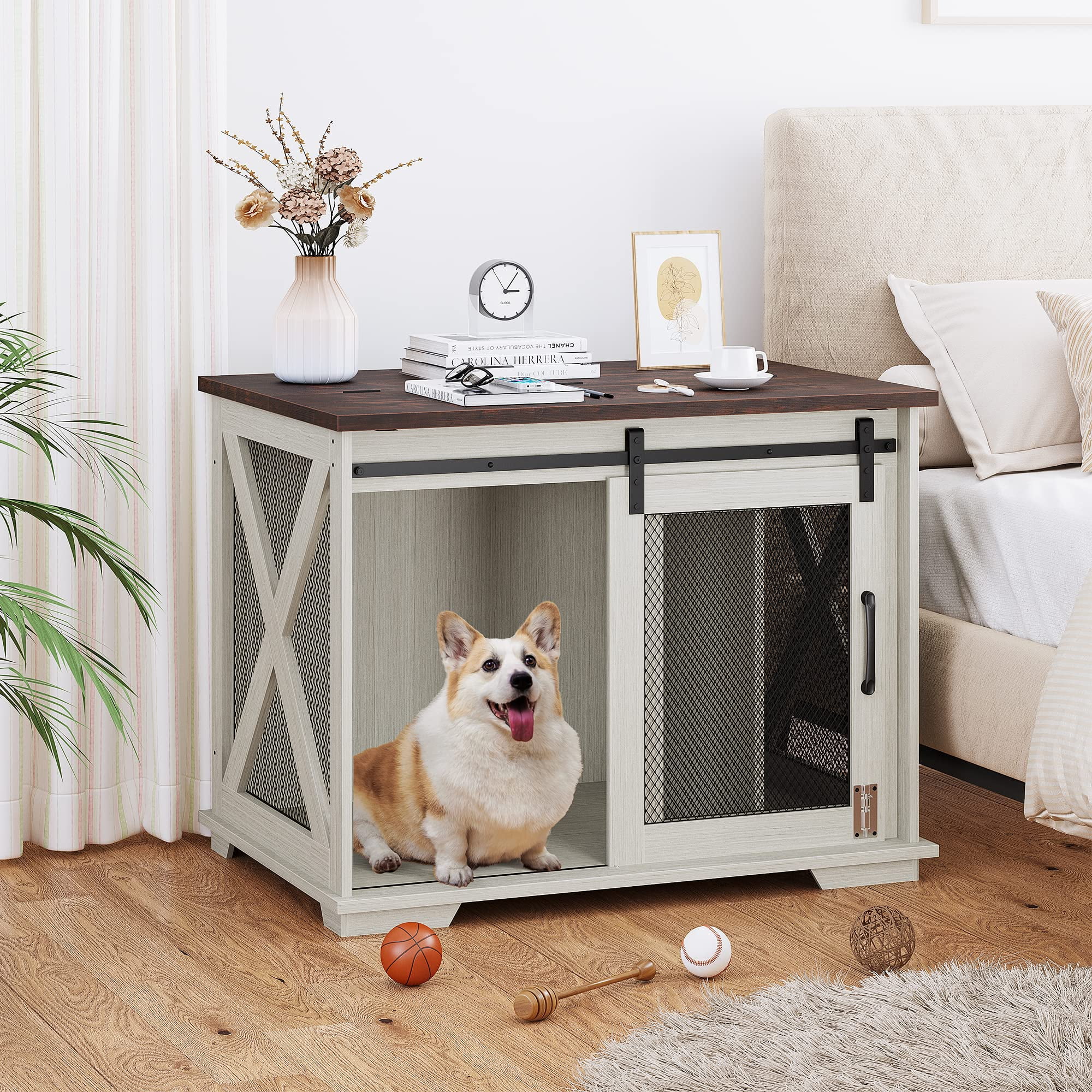 Ataucjin Dog Crate Furniture With Flip Top Decorative Dog Kennel With ...
