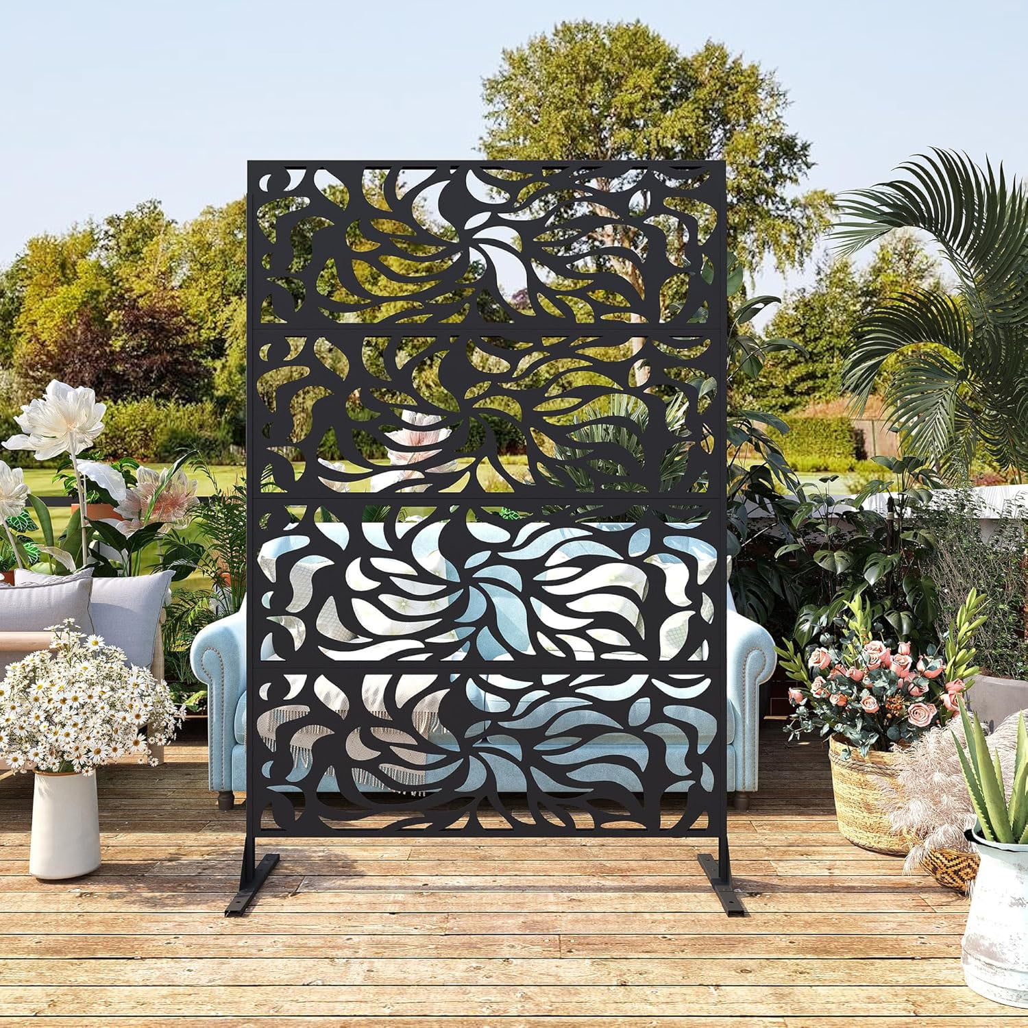 Ataucjin Drative Metal Garden Fences Rust-Proof Scroll Design for Yard ...