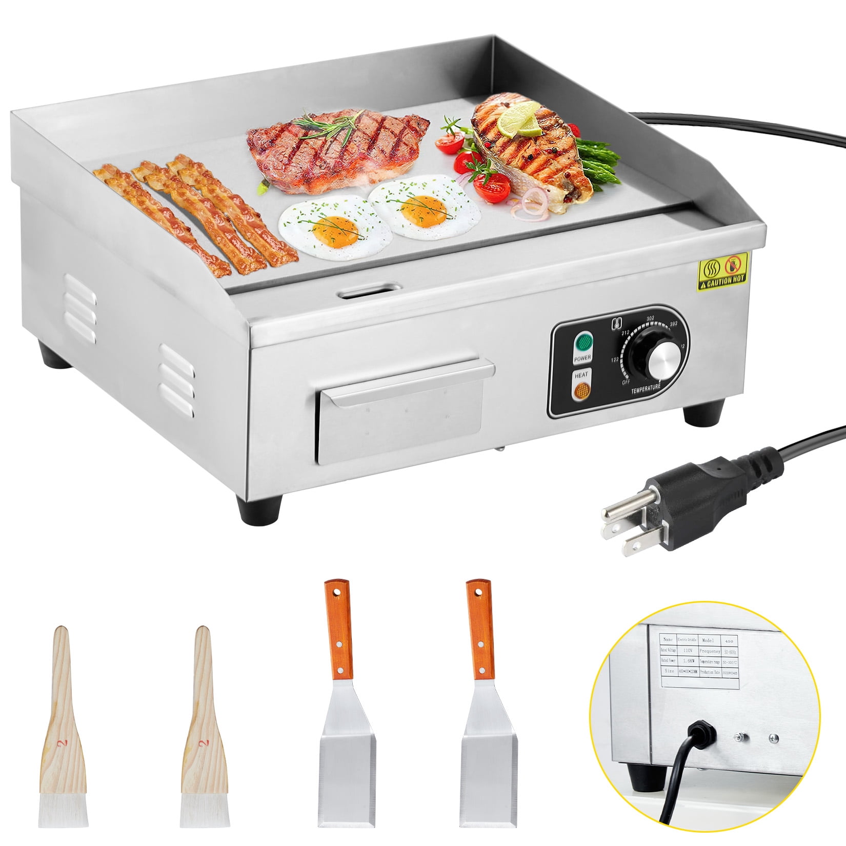 Ataucjin Electric Griddle,Stainless Steel Non-Stick Teppanyaki Flat Top ...
