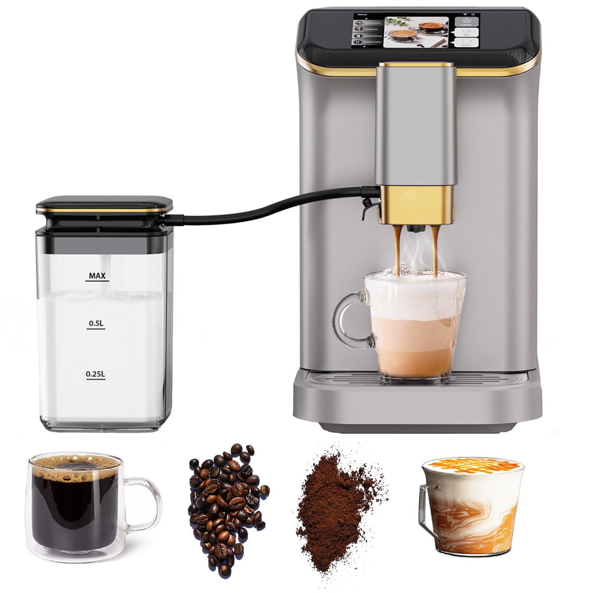 Ataucjin Espresso Machine with 1.5L Milk Tank, 20 Bar Professional Espresso Maker, Milk Frother ...