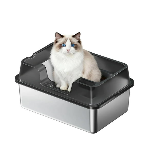 Ataucjin Extra Large Enclosed Stainless Steel Cat Litter Box, Metal ...