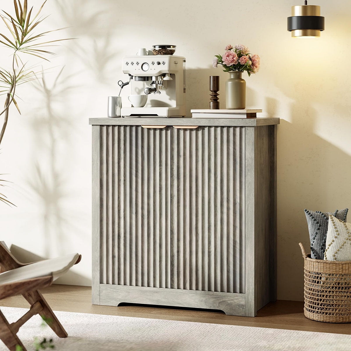 Ataucjin Fluted Buffet Sideboard Cabinet, Accent Modern Credenza with ...