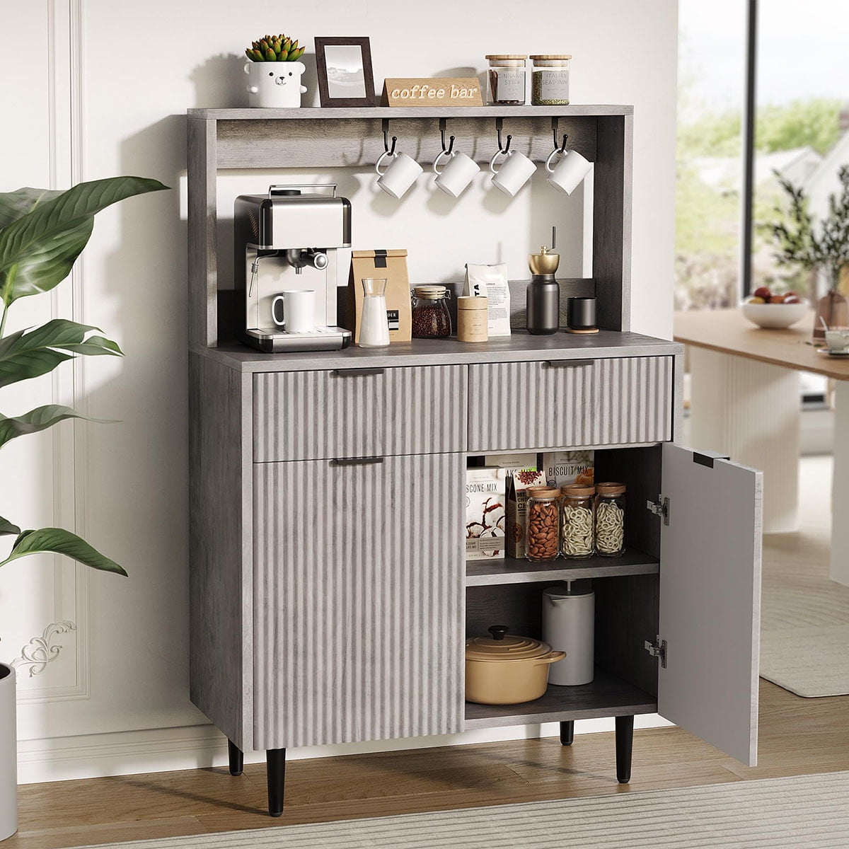 Ataucjin Fluted Sideboard Buffet Cabinet with Storage, Modern Coffee ...