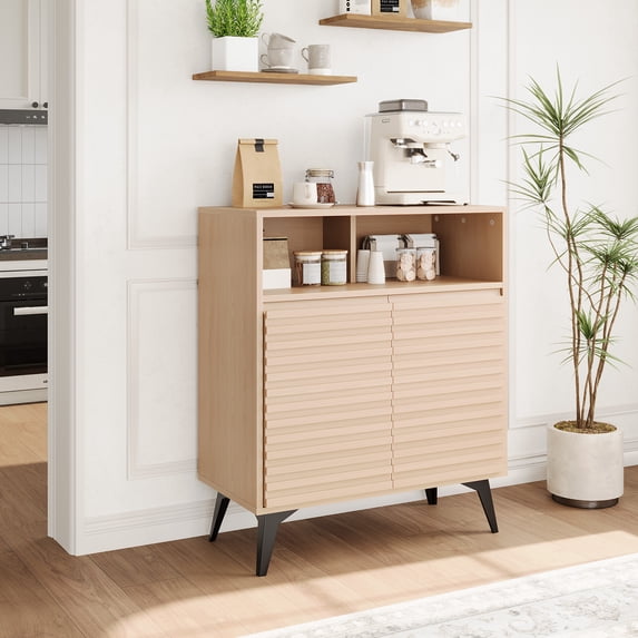 Ataucjin Fluted Storage Cabinet with Metal Legs, Accent Cabinets Coffee ...