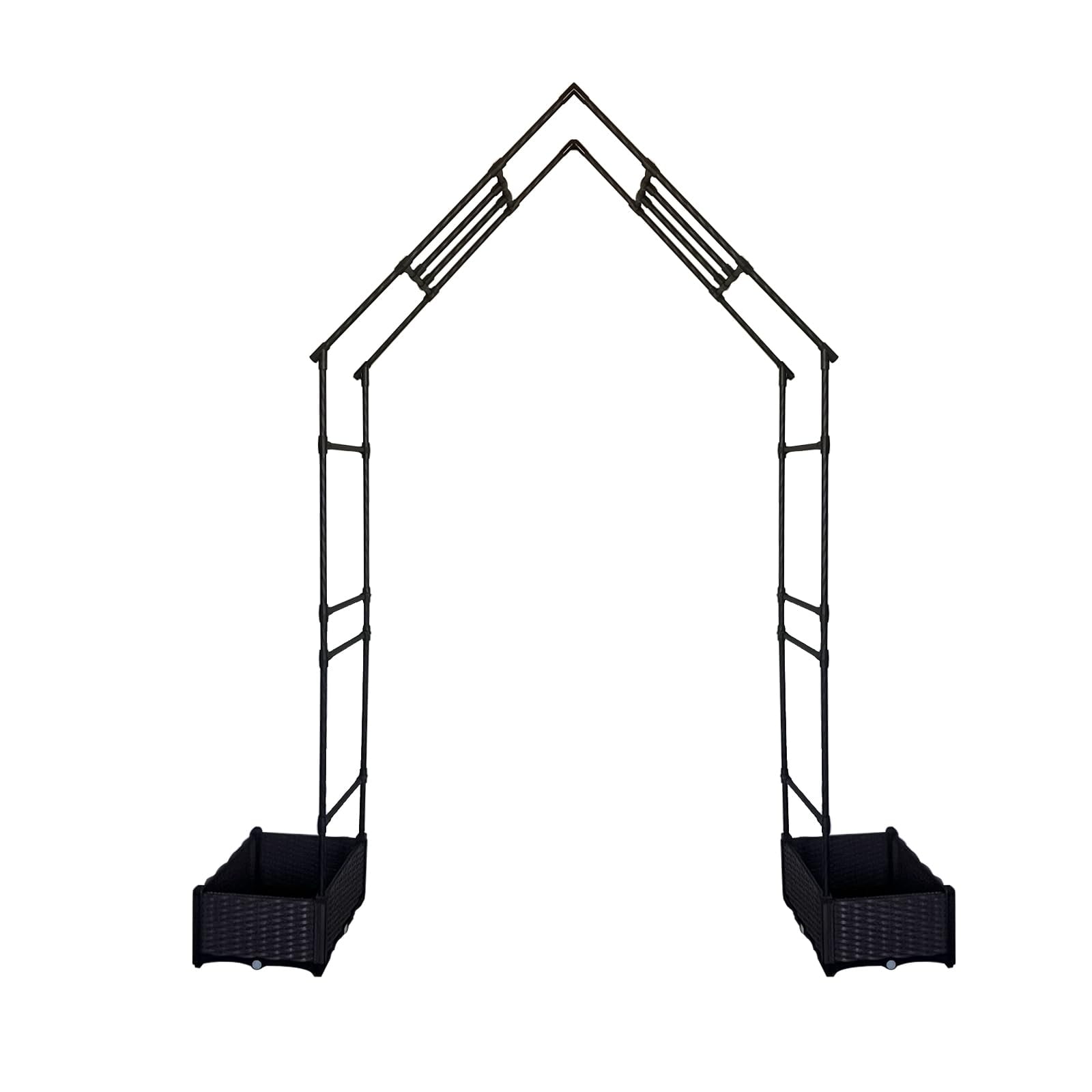Ataucjin Garden Arbor with 2 Planter Boxes, 94 Inch Tall Metal Garden ...