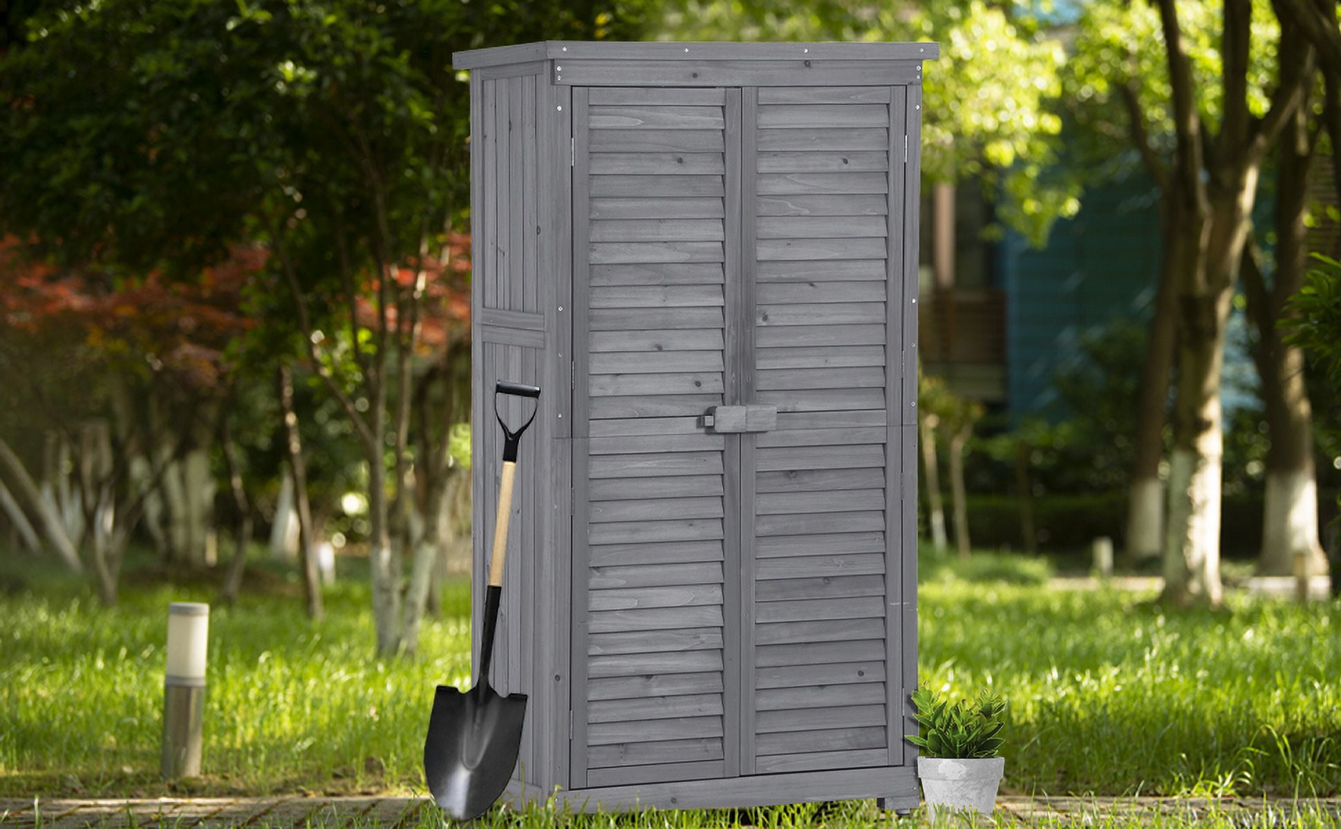 Ataucjin Garden Storage Shed, Outdoor Wooden Tool Storage Cabinet, 3 ...