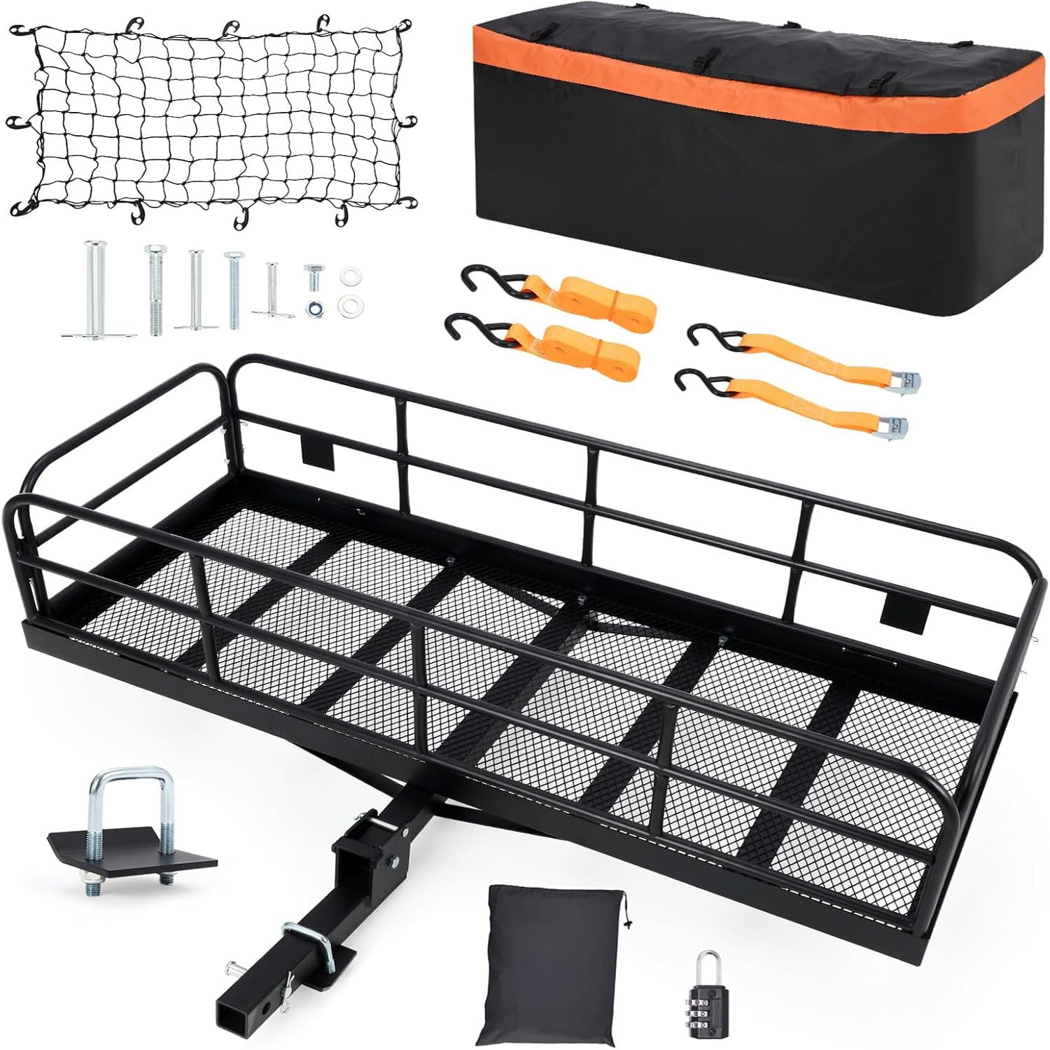 Ataucjin Hitch-Mounted Cargo Carrier 60"x24"x14" Basket with 500 Lb ...