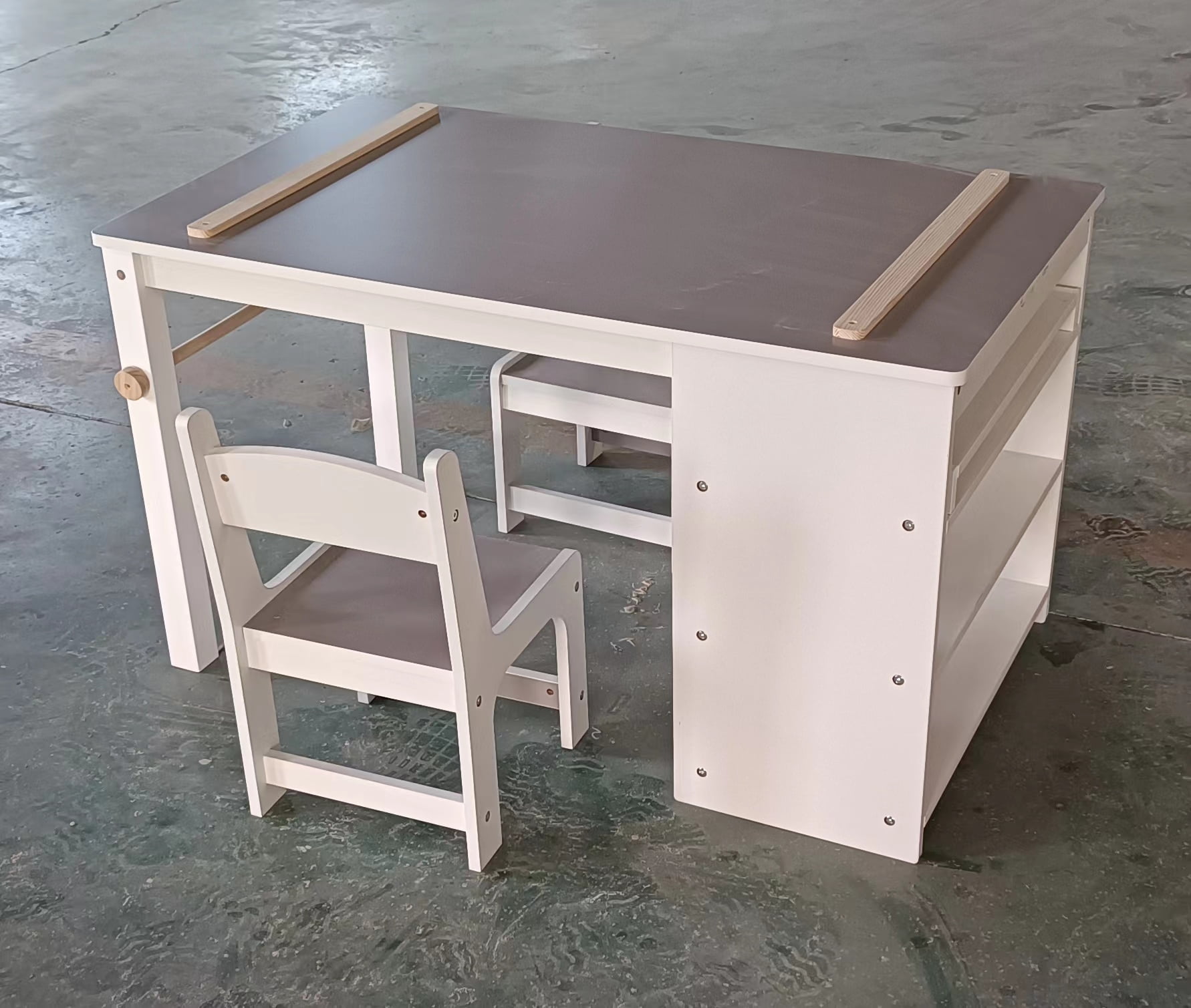 Ataucjin Kids Art Table and 2 Chairs,Toddler Craft and Play Wood ...