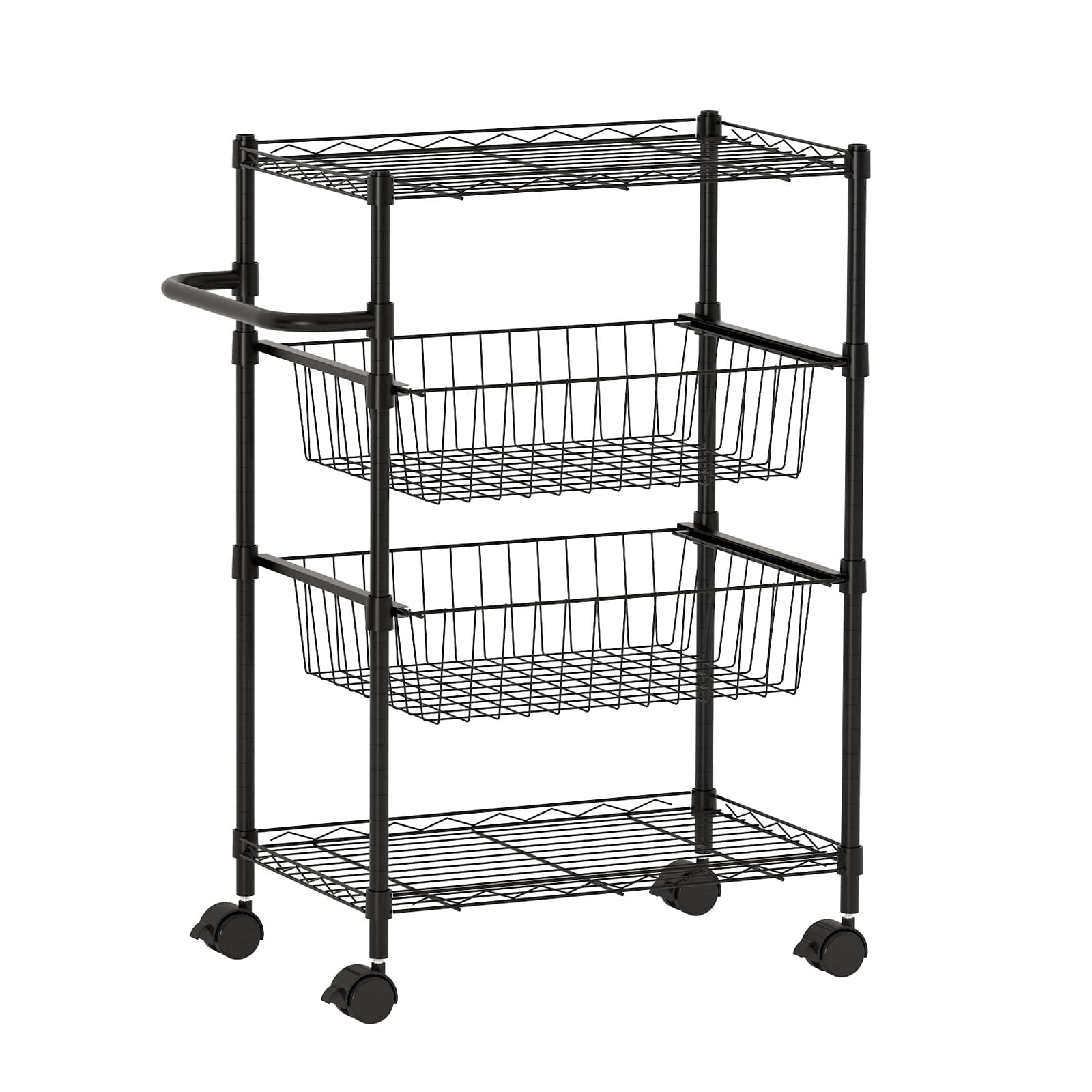 Ataucjin Kitchen Utility Cart,4 Tier Rolling Carts with 110 Lbs ...
