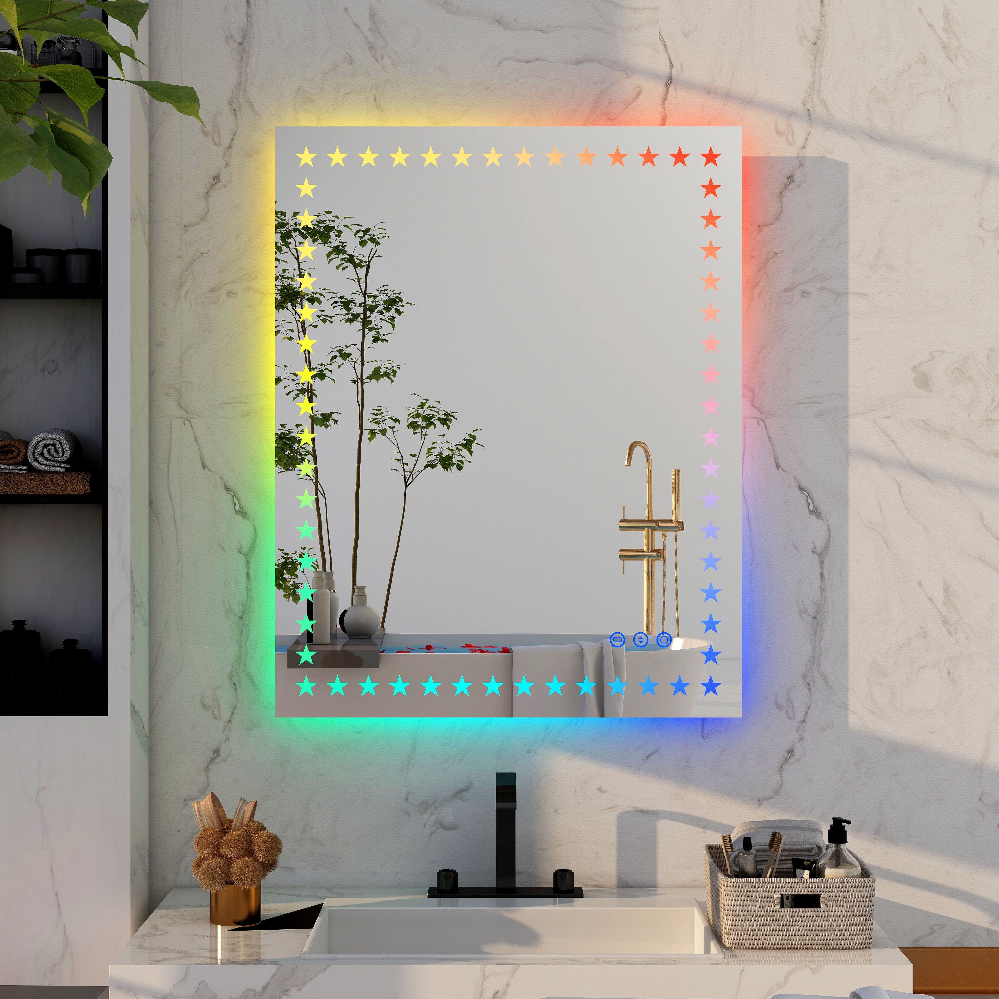 Ataucjin LED Bathroom Mirror With Lights Backlit RGB Color Changing ...