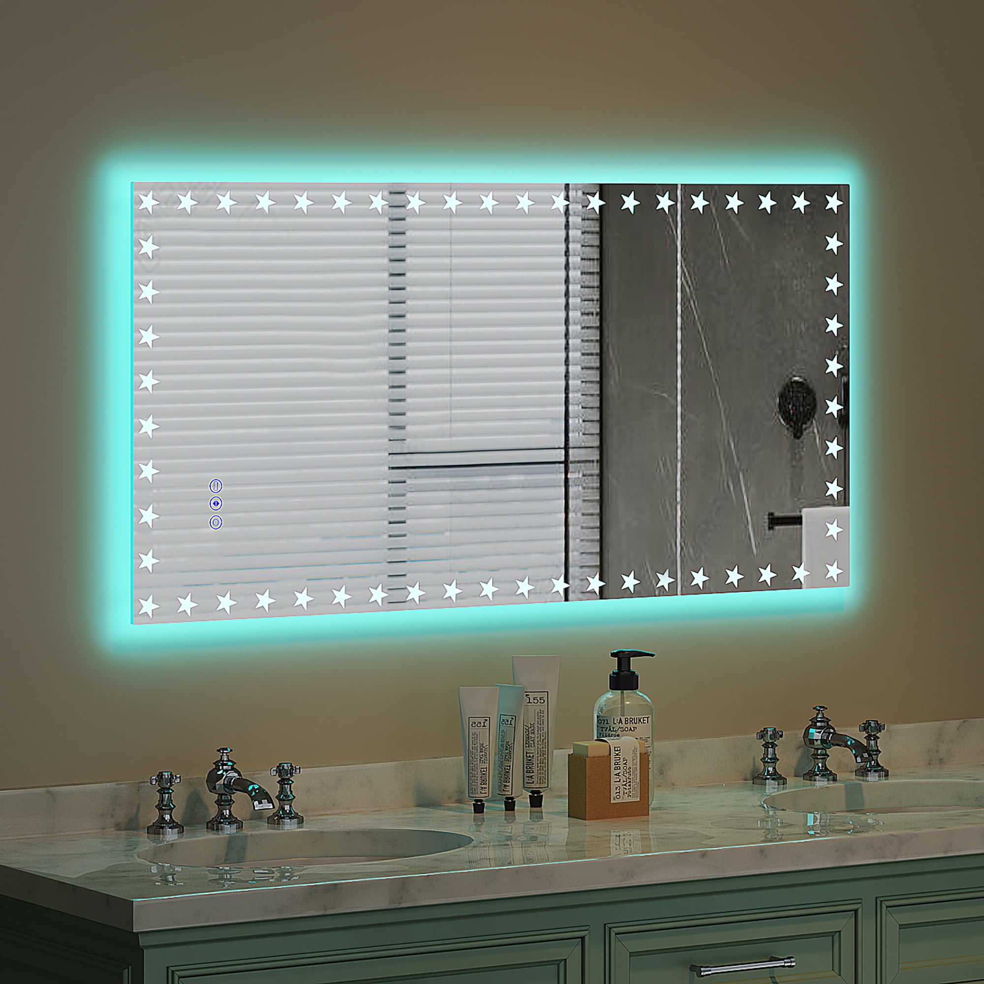 Ataucjin LED Bathroom Mirror With Lights Backlit RGB Color Changing ...