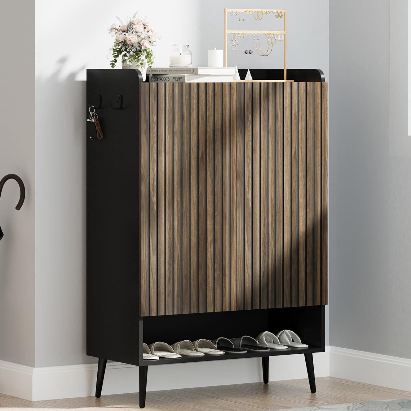 Ataucjin Large Shoe Storage Cabinet with 2 Doors,6-Tier Entryway Shoe ...