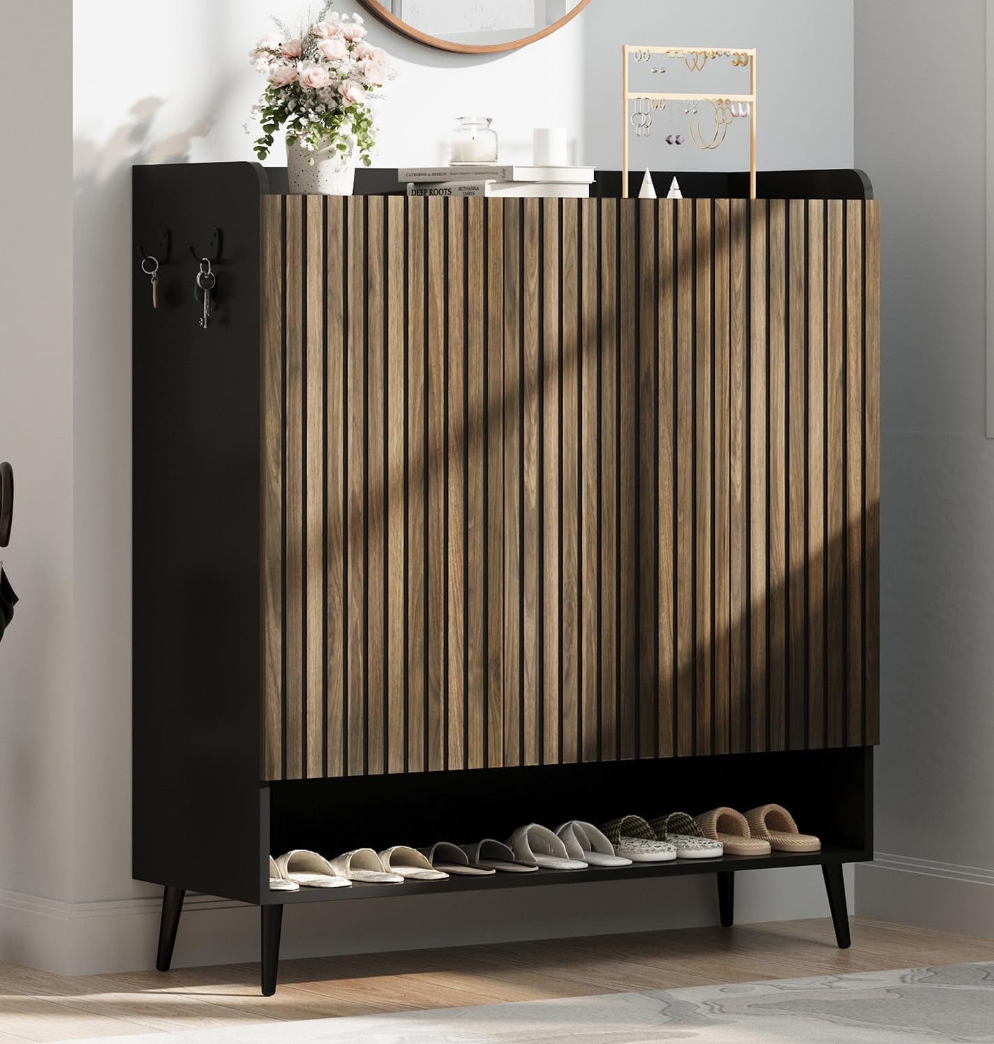 Ataucjin Large Shoe Storage Cabinet with 3 Doors,6-Tier Entryway Shoe ...