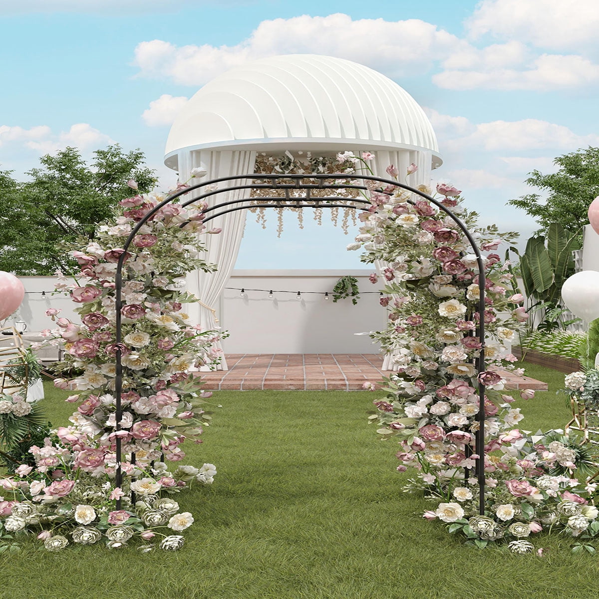 Ataucjin Metal Garden Arch Trellis for Climbing Plants, Arched Arbor ...