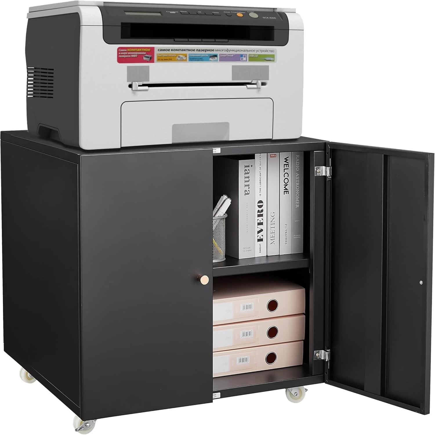 Ataucjin Metal Printer Stand with File Storage Cabinet, Printer Cabinet ...