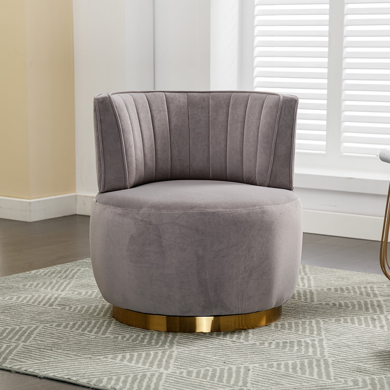 Ataucjin Modern 360 Degree Swivel Velvet Barrel Accent Chair, Comfy ...