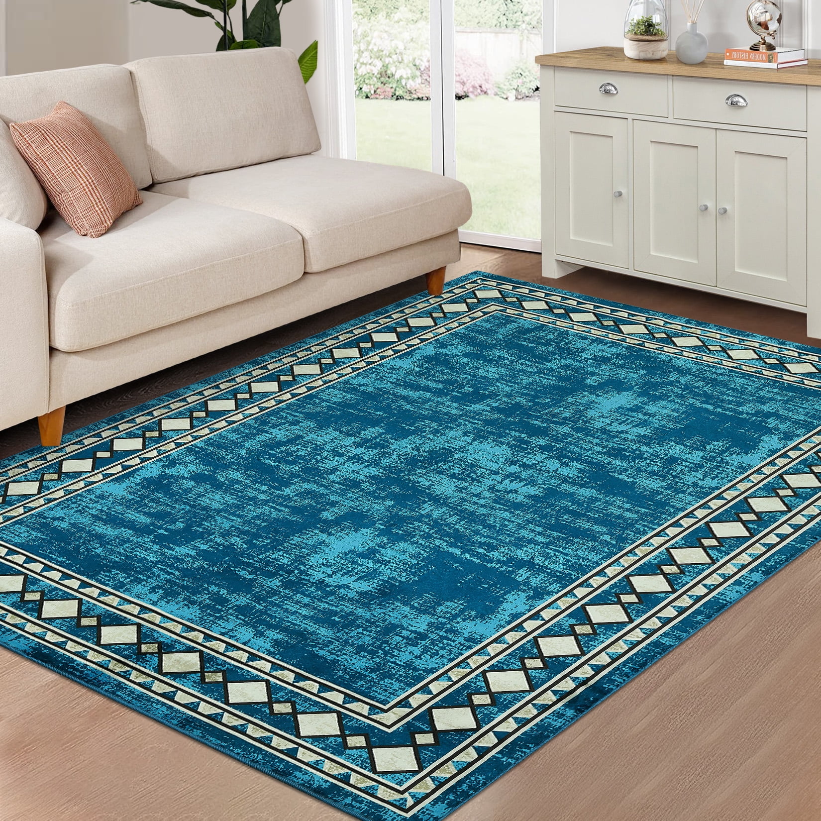 Ataucjin Modern Border Solid Large Rug 9x12 Modern Machine Washable ...