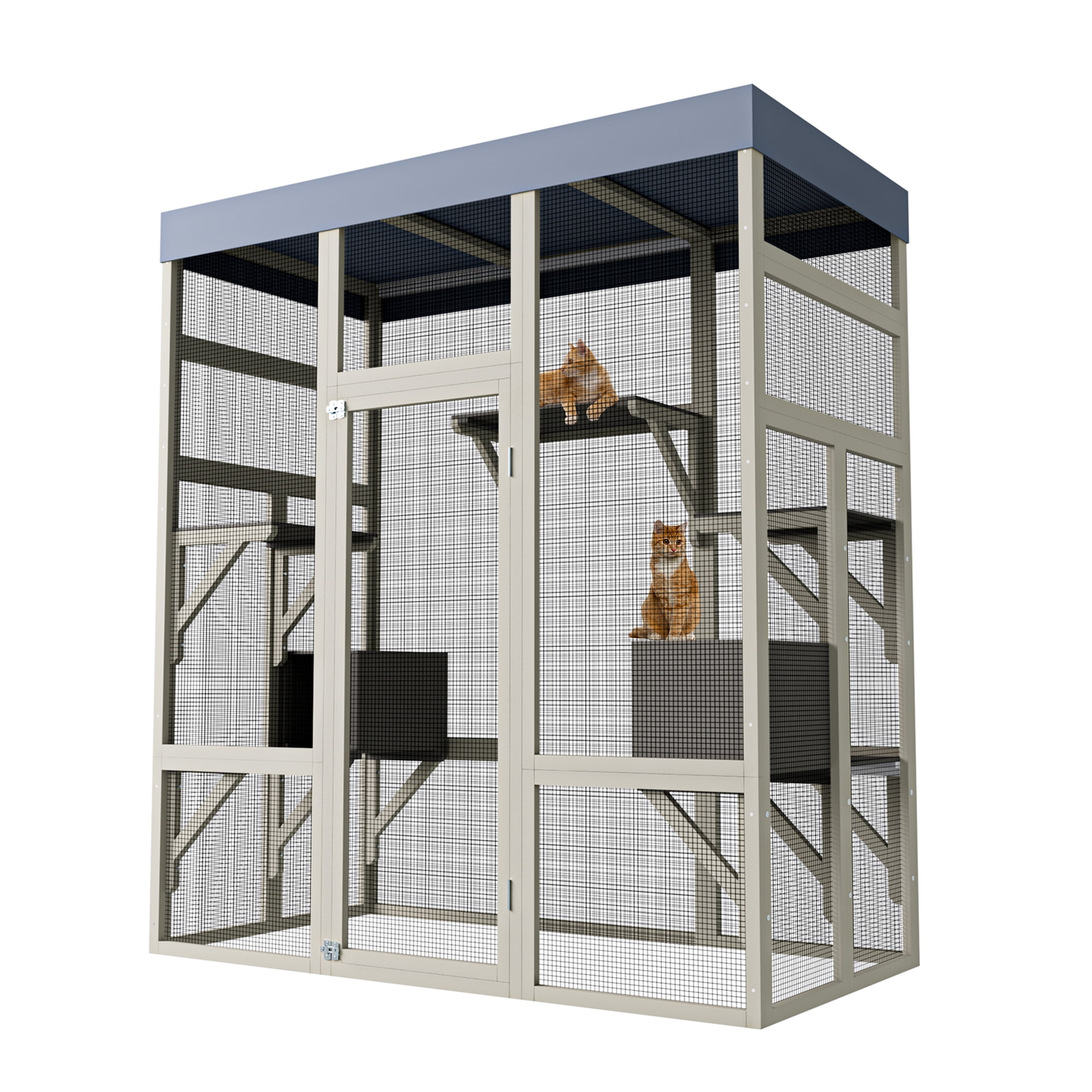 Ataucjin Outdoor Cat House, 70-inch Large Cats Cage with Window Access ...