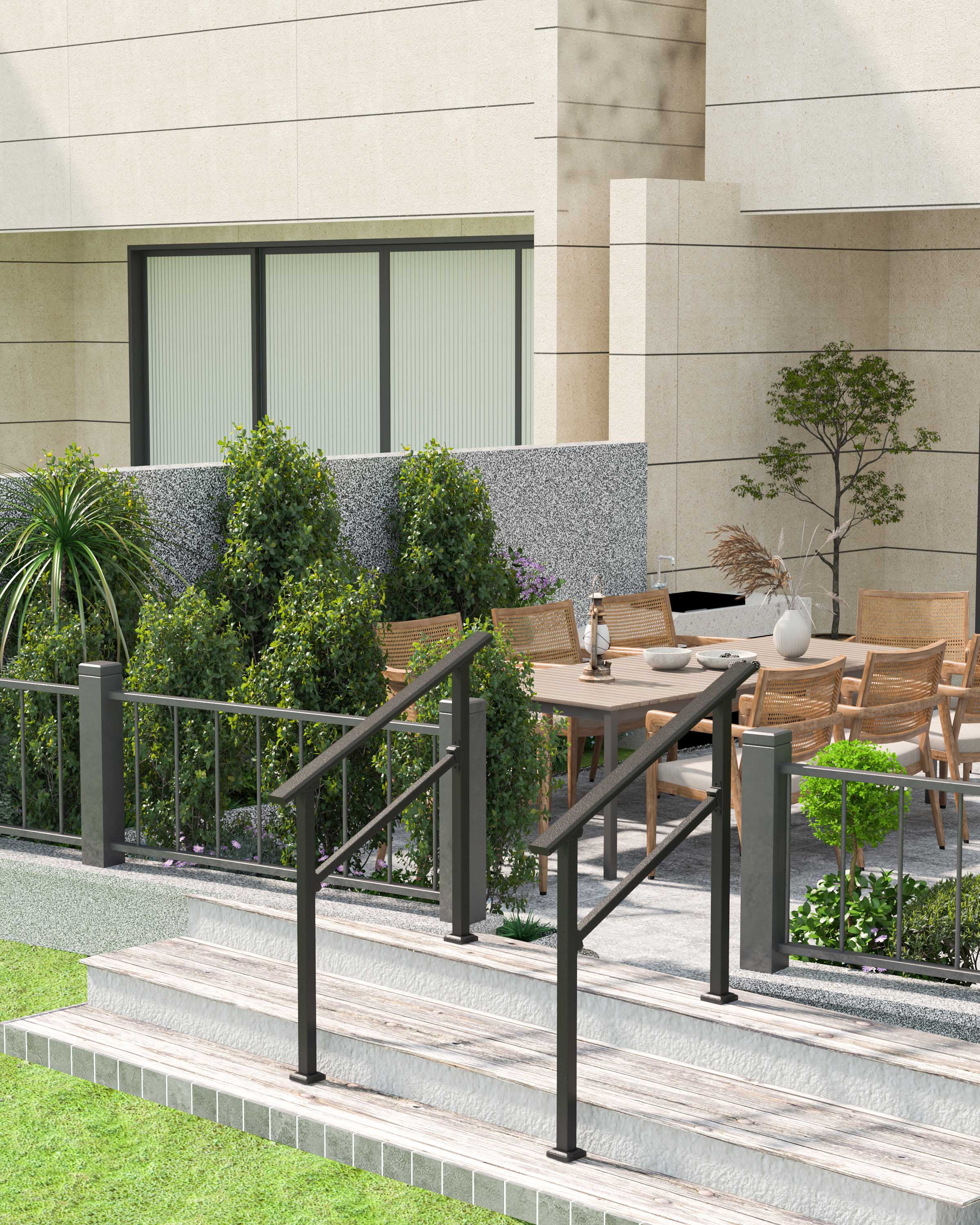 Ataucjin Outdoor Handrail Aluminium Alloy Outdoor Stair Railing With ...