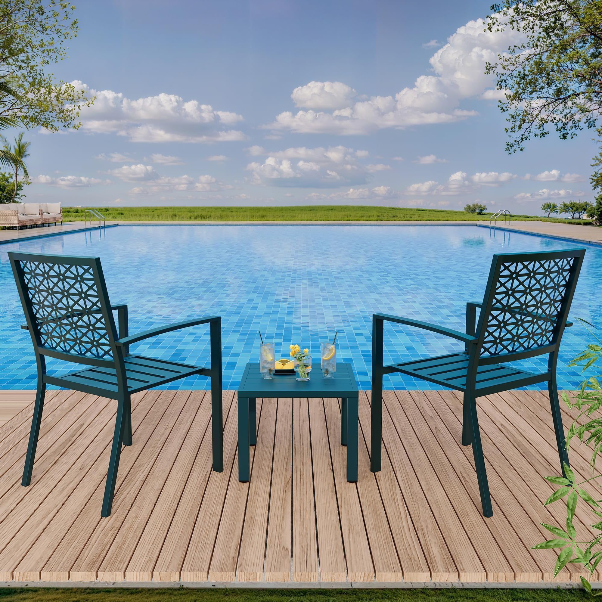 Ataucjin Patio Furniture Set 3 Piece Outdoor Bistro Set – Black Cast ...