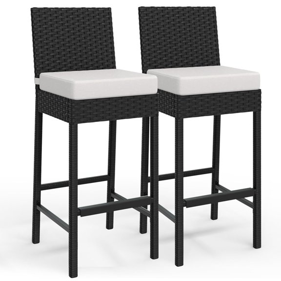 STARY Outdoor Bar Stools Set of 4, Swivel Patio Barstools with Textile ...