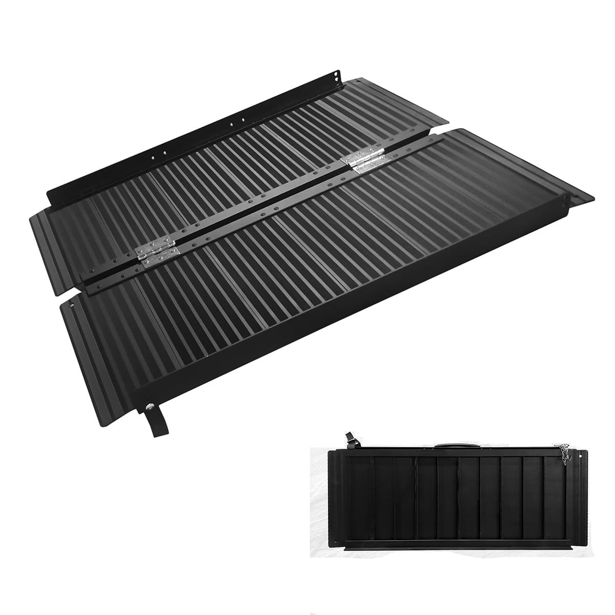 Ataucjin Portable Wheelchair Ramp, Black Non-Slip Aluminum Wheelchair ...