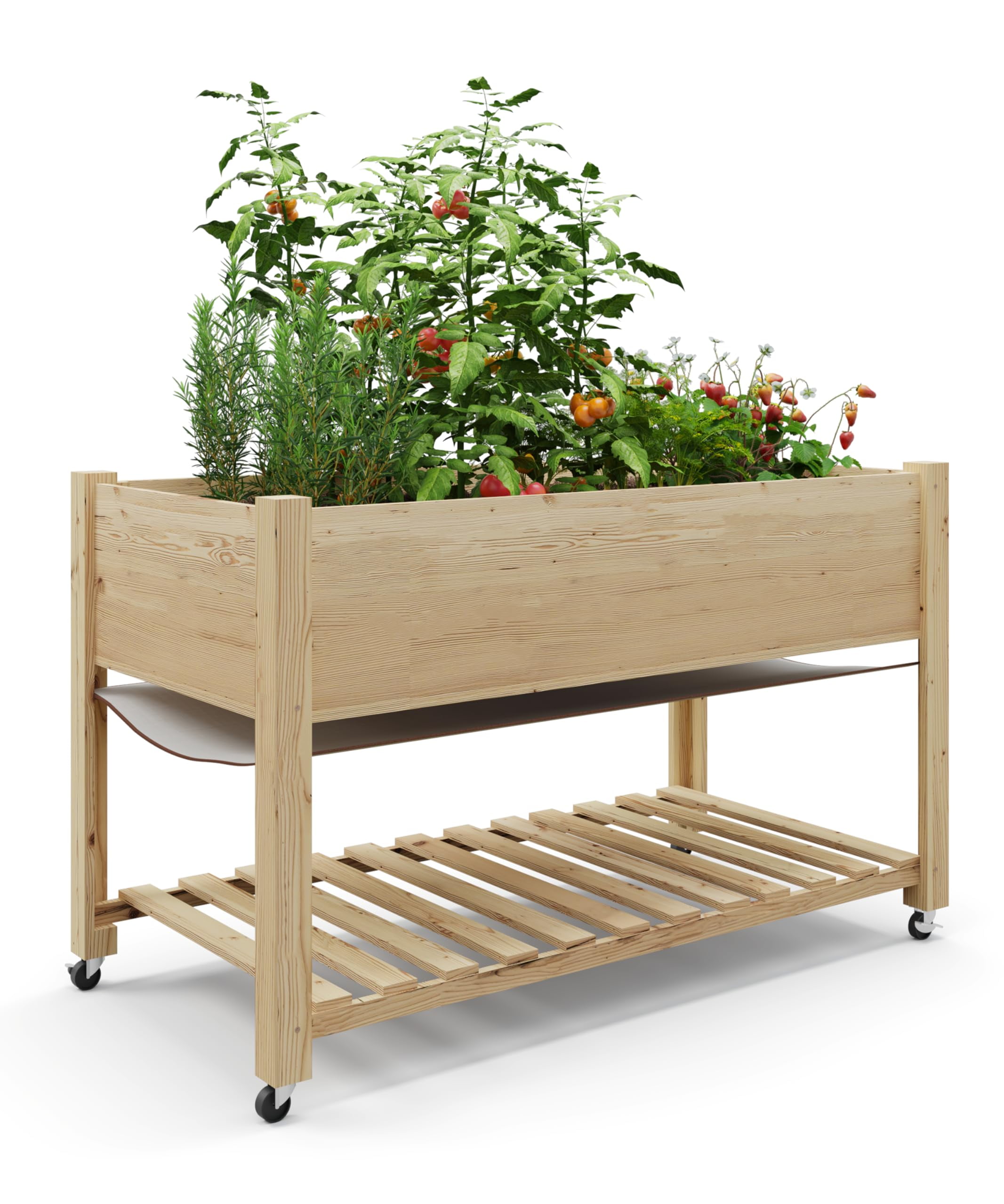 Ataucjin Raised Garden Bed With Wheels Elevated Raised Planter Box With ...