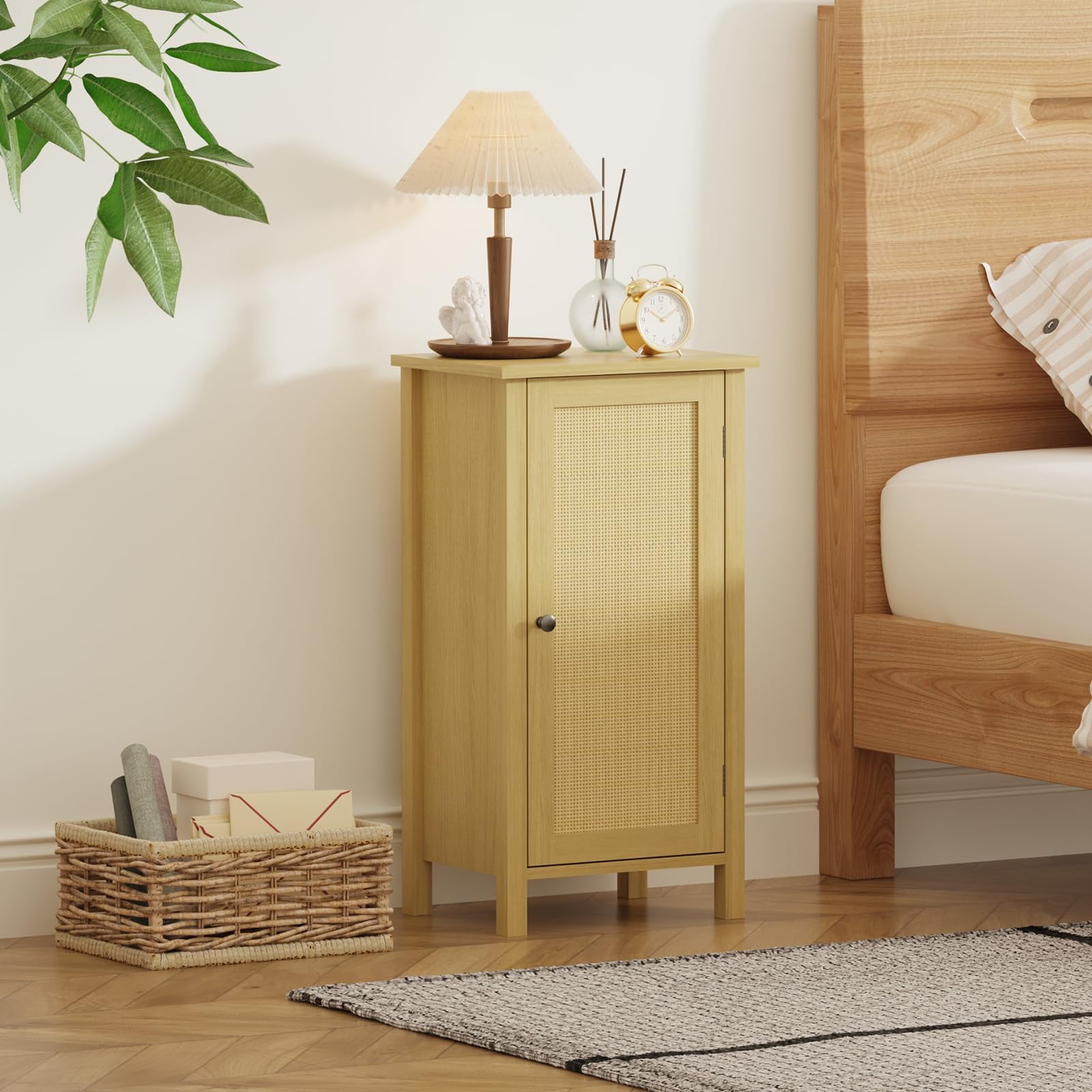 Ataucjin Rattan Nightstand, 30 Inch Tall Bedside Table for Bedroom ...