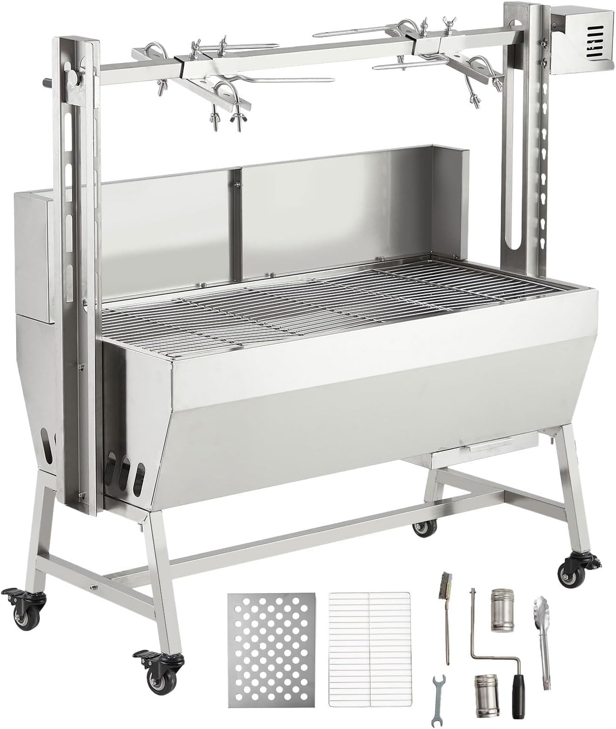 Ataucjin Stainless Steel Automatic Rotisserie Grill with Wind Screen ...