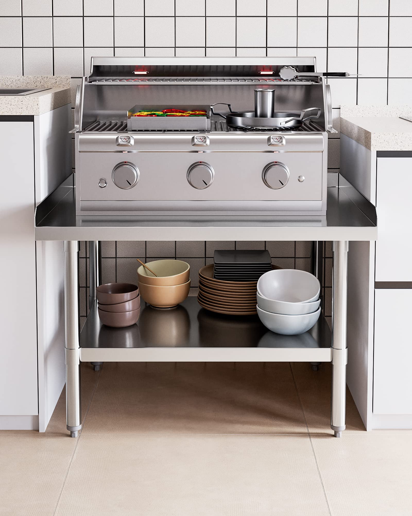 Ataucjin Stainless Steel Equipment Stand With Undershelf Heavy Duty ...