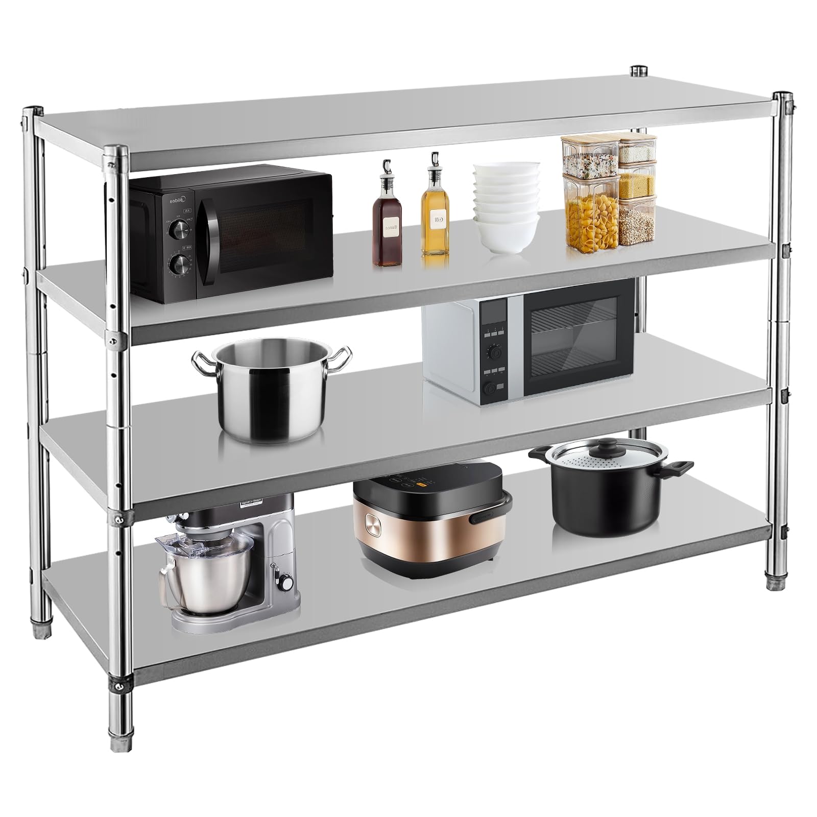 Ataucjin Stainless Steel Shelves,Storage Shelf 4-Tier Heavy Duty ...