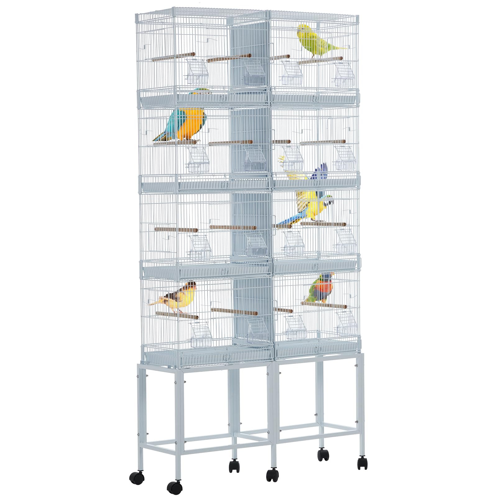 Ataucjin Standing Large Bird Cage, Wrought Iron Flight Bird Cage with ...