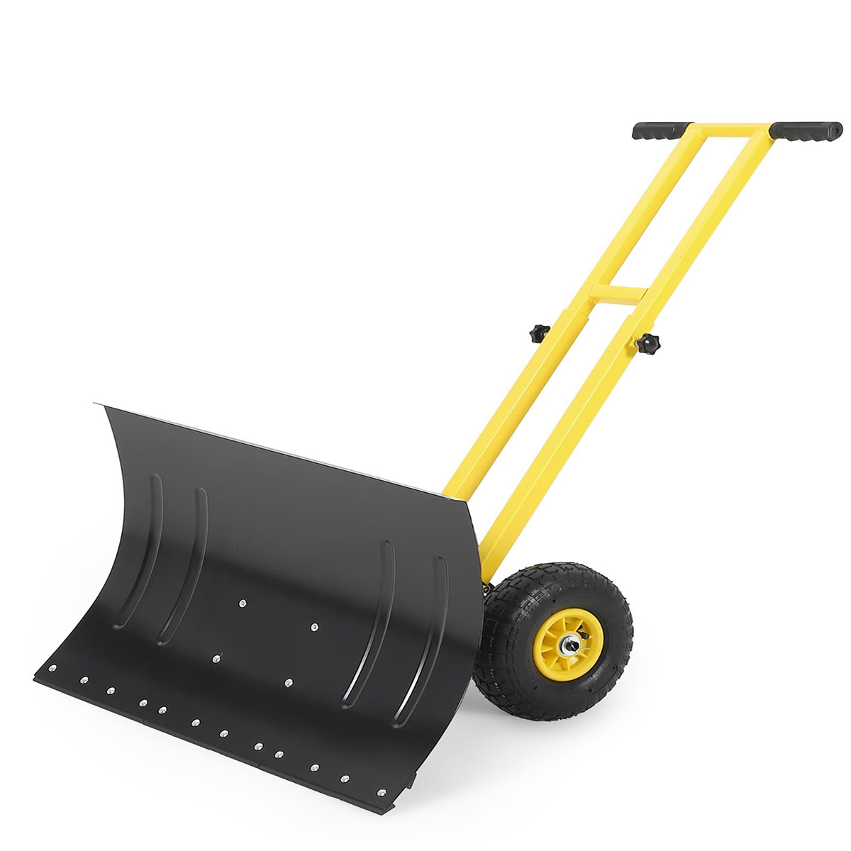 Ataucjin Wheeled Snow Plow Shovel, Heavy-Duty Steel Black Blade with ...