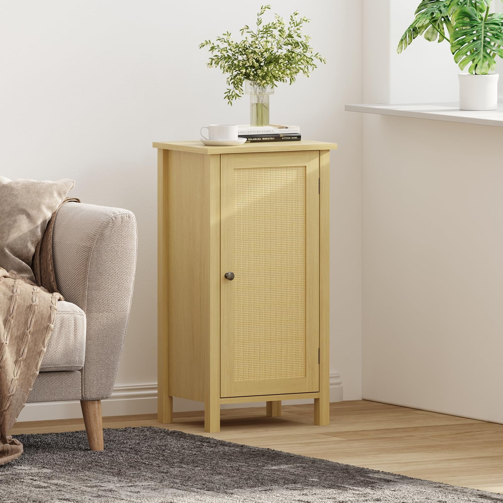 Ataujin 16 Inch Bedside Table with Drawer, Elegant Farmhouse Nightstand ...