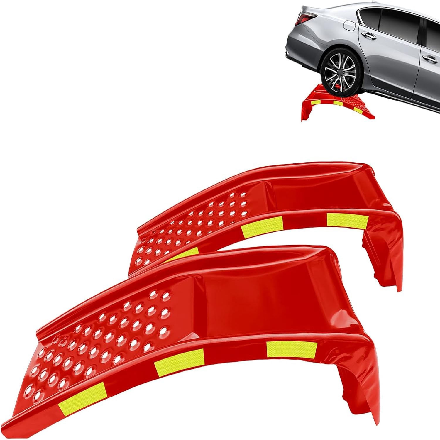 Ataujin Car Ramp Set of 2, Support 8000Lbs Gross Vehicle Weight, Heavy ...