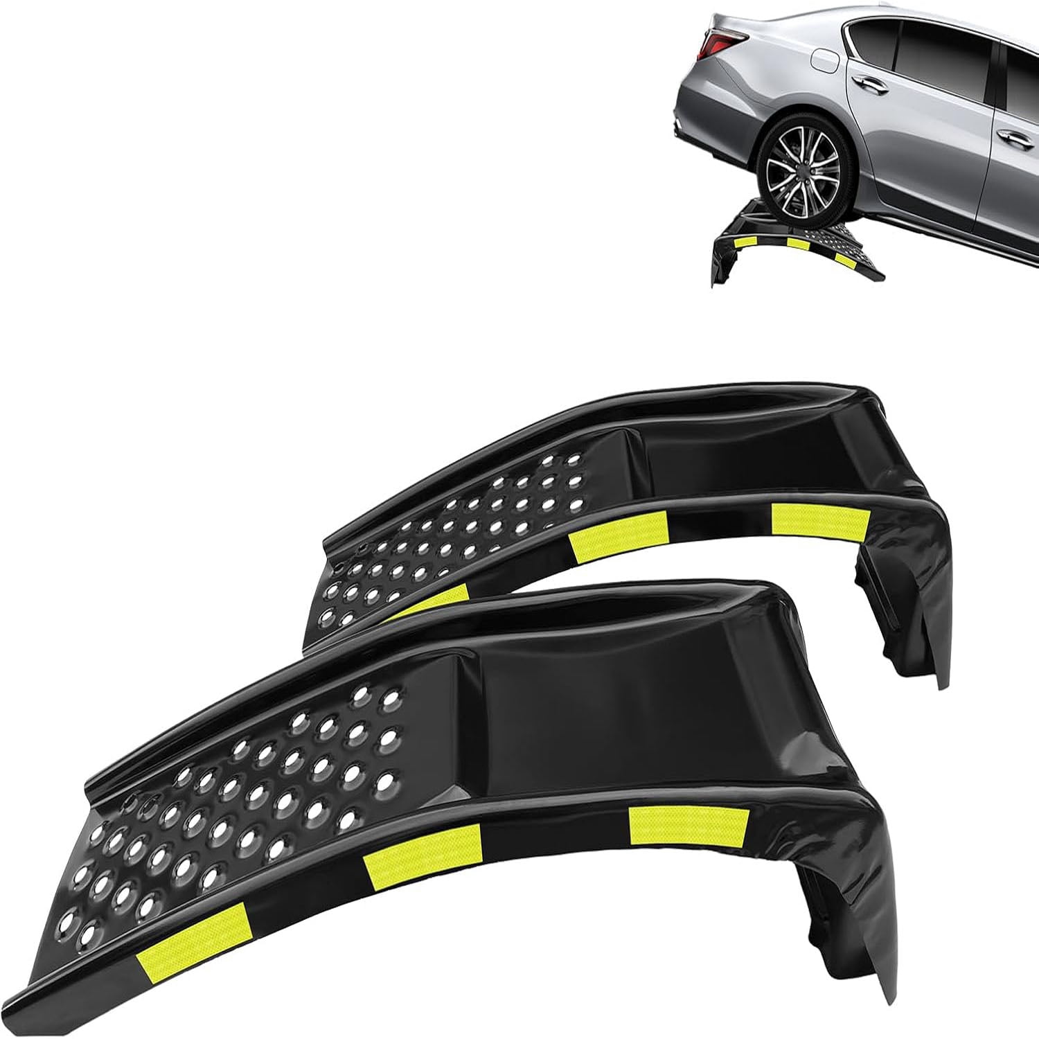 Ataujin Car Ramp Set of 2, Support 8000Lbs Gross Vehicle Weight, Heavy ...