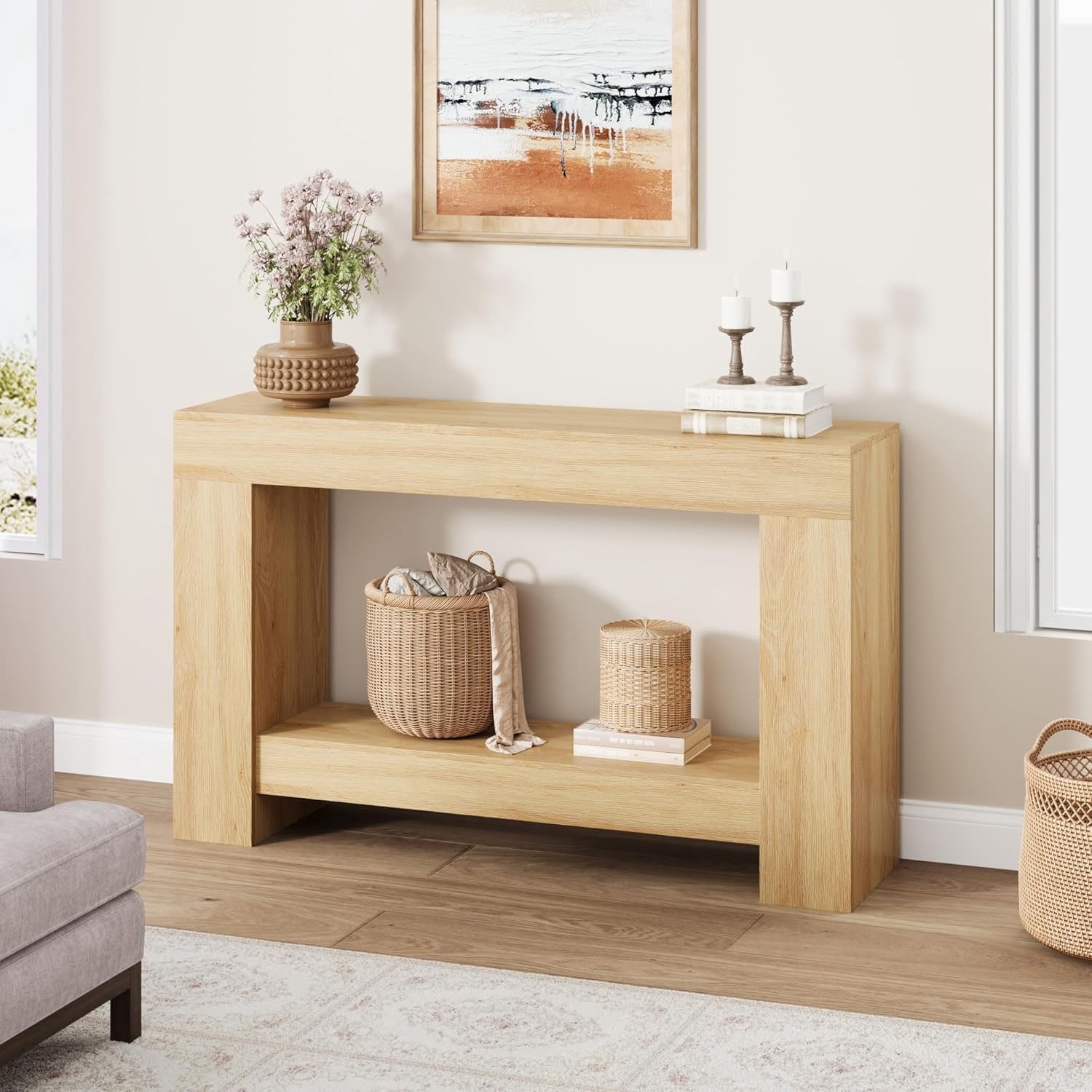 Ataujin Farmhouse Console Table, Wood Hallway Accent Table, Modern ...