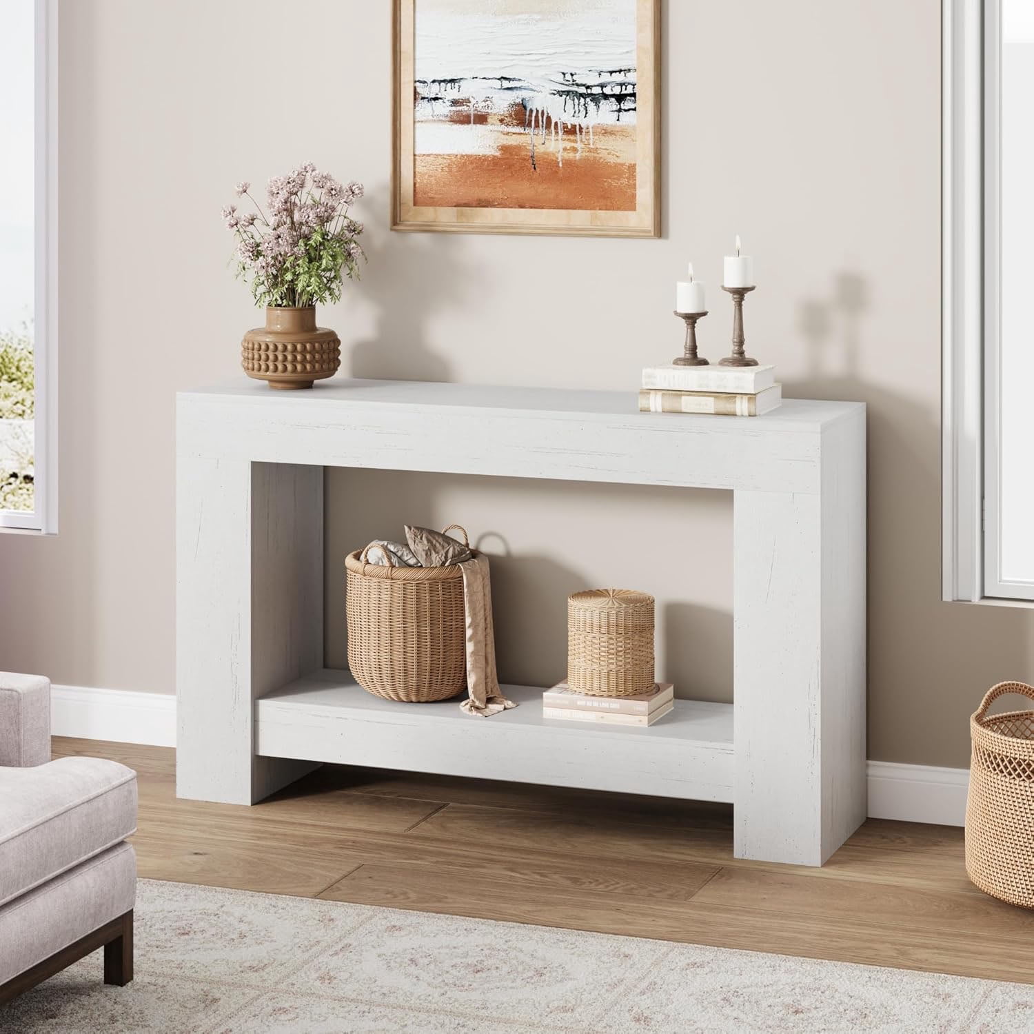 Ataujin Farmhouse Console Table, Wood Hallway Accent Table, Modern ...