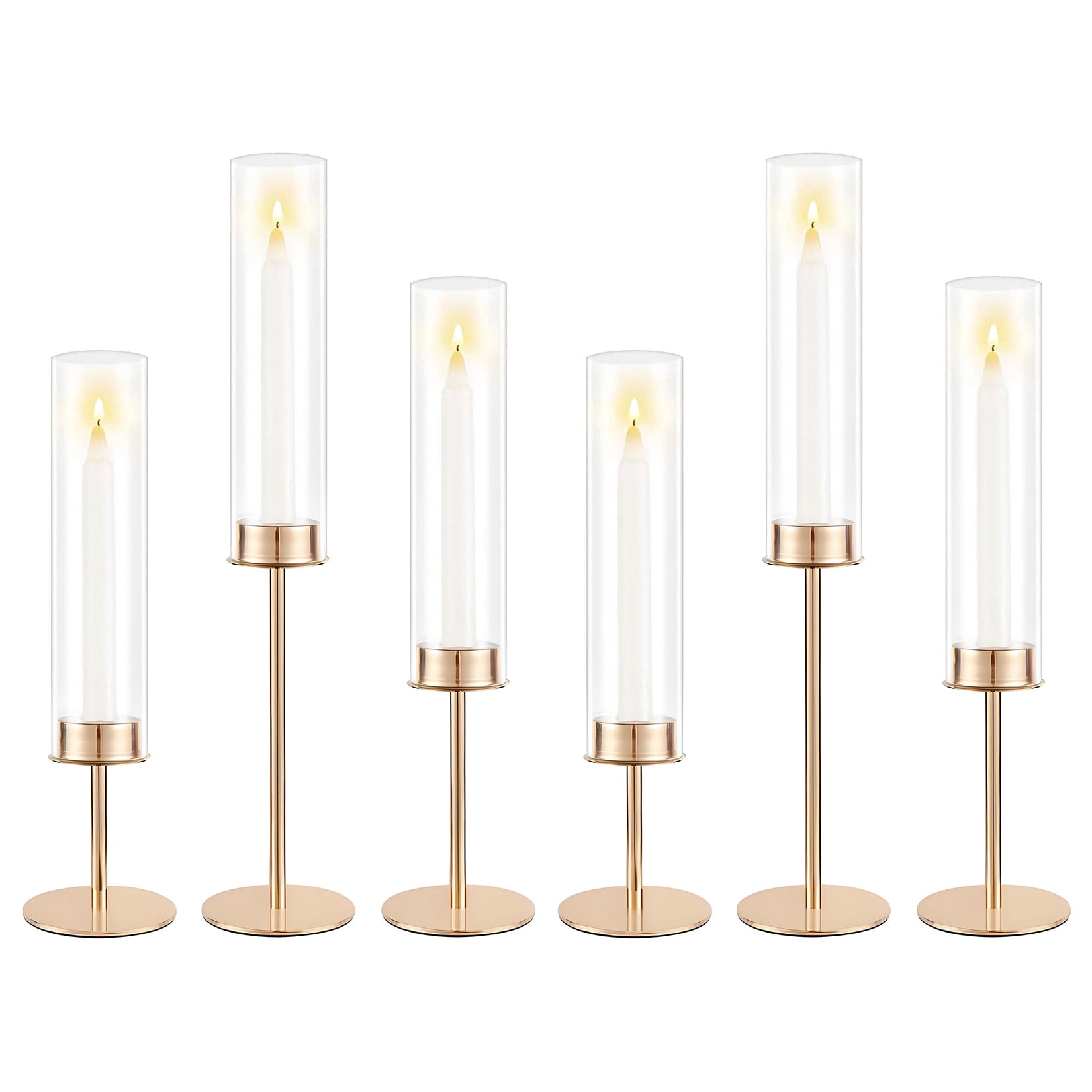 Ataujin Hurricane Glass Candle Holders Gold, Candle Sticks Holder ...