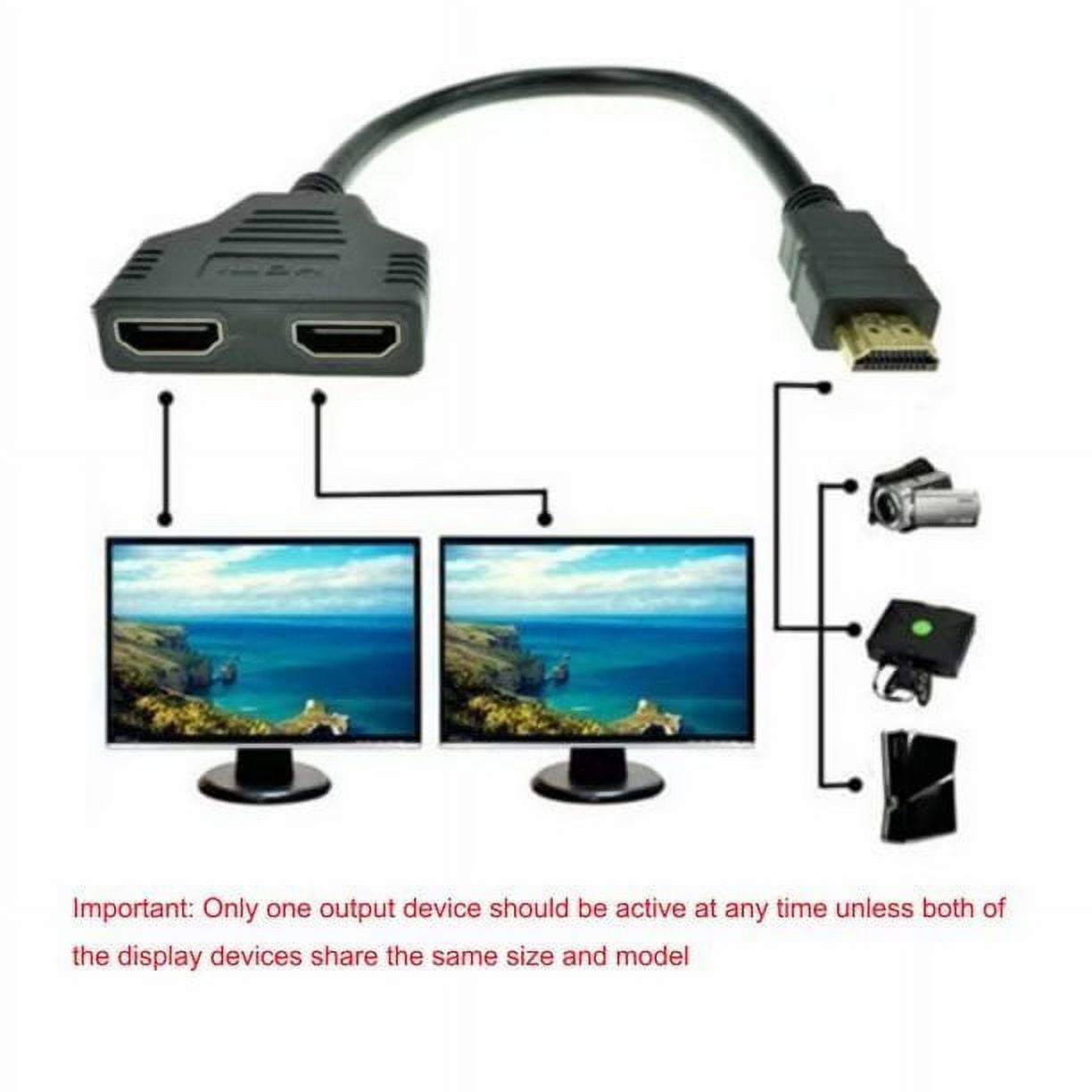 Atck HDMI Splitter Cable, Male to Dual Female Adapter, Gold-Plated ...