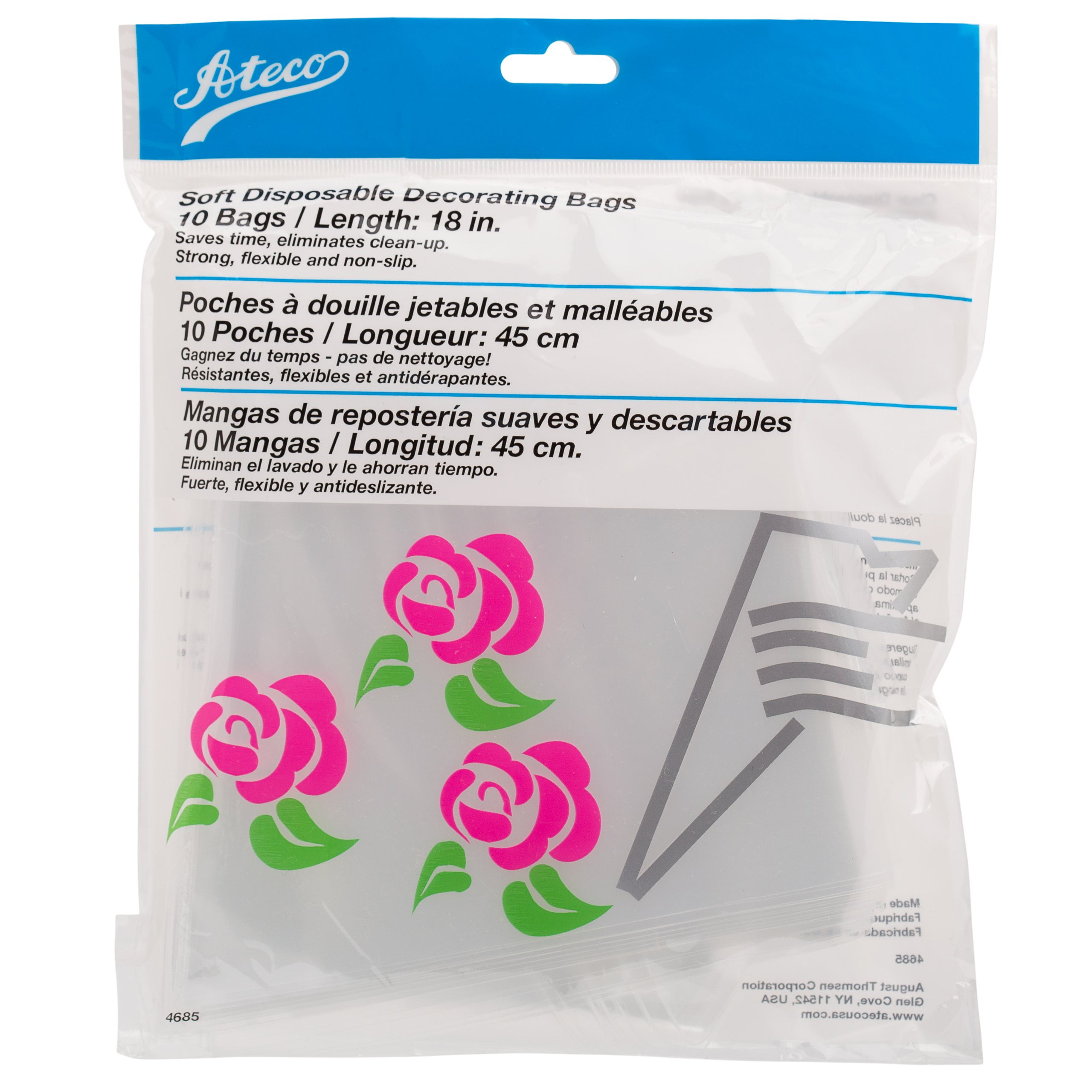 Ateco 4685 Soft Disposable Decorating Bags, 18-Inch, Pack of 10, Made ...