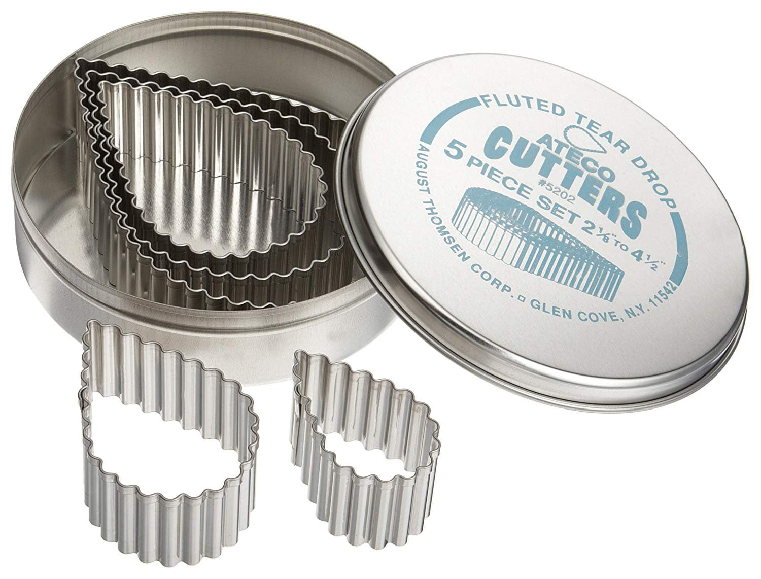 Ateco 5202 Fluted Edge Tear Drop Cutters in Graduated Sizes, Stainless ...