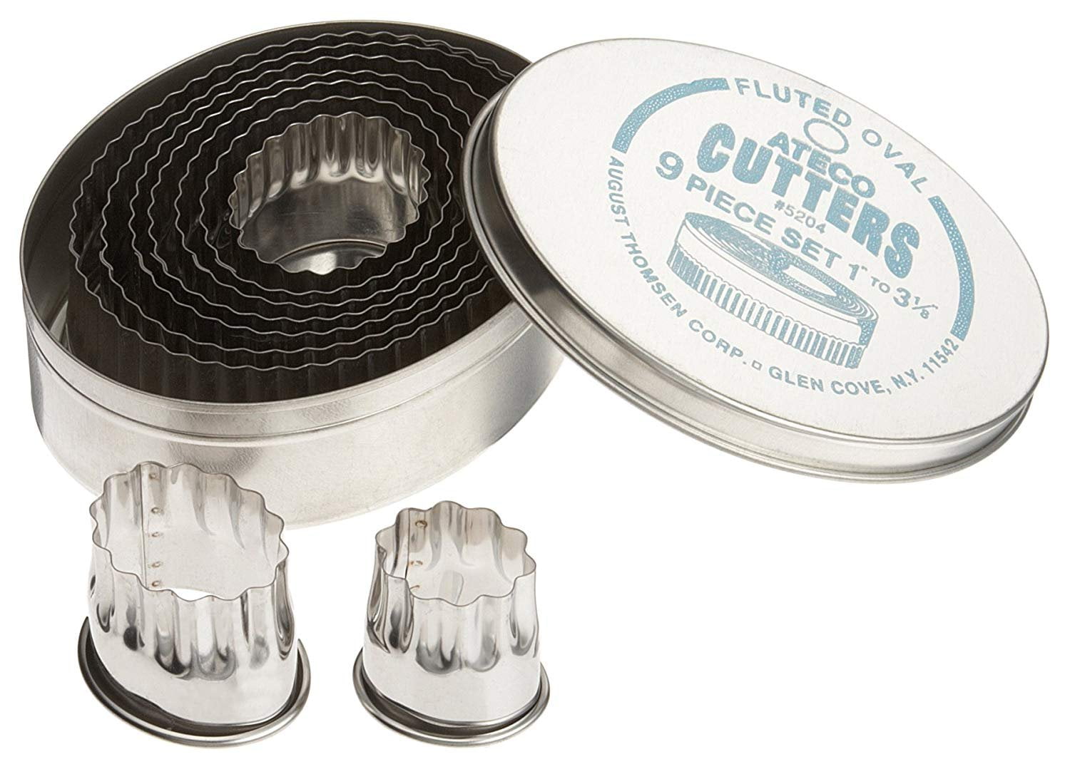 Ateco 5204 Fluted Edge Oval Cutters in Graduated Sizes, Stainless Steel ...