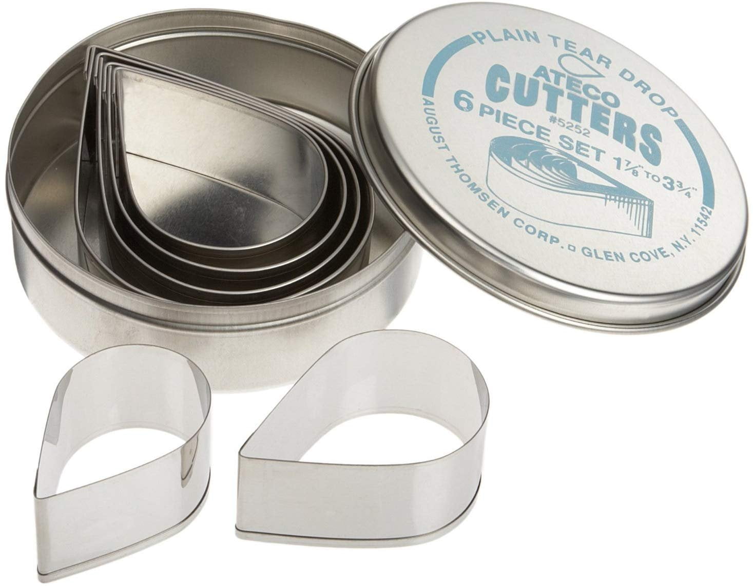 Ateco 5252 Plain Edge Tear Drop Cutters in Graduated Sizes, Stainless ...