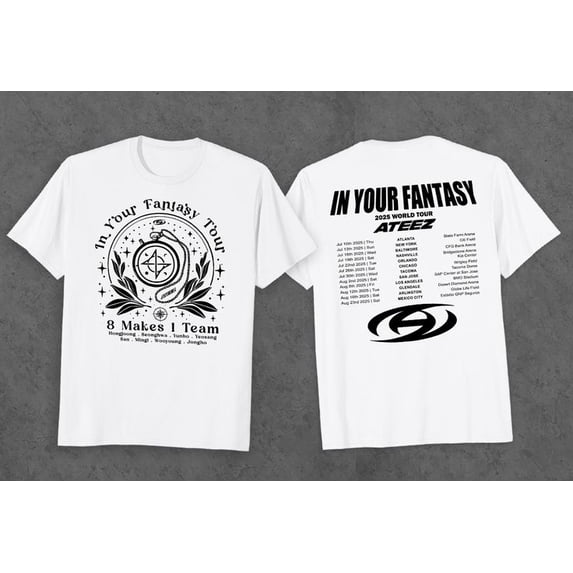 Ateez 2025 World Tour In Your Fantasy Two-side, White/Sand/ASH Grey ...