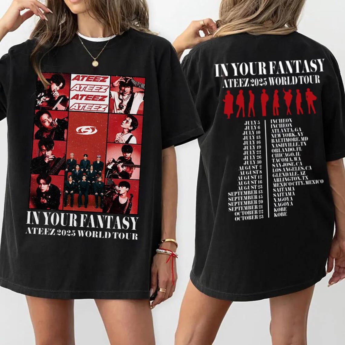 Ateez 2025 World Tour in Your Fantasy T-Shirt, Ateez Member Shirt,Black ...