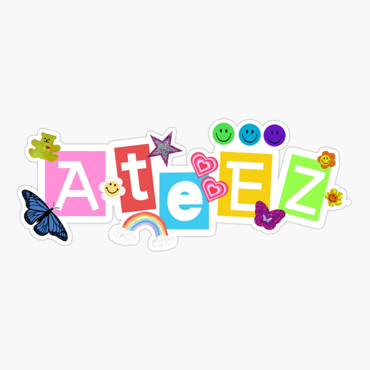 Ateez (Collage) Sticker, Phone Decal Water Bottle Stickers Car Decals ...