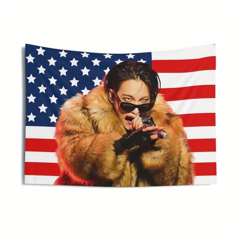 Ateez "Golden Hour Part 2" Concert Banner - Attractive American Flag ...