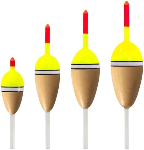 Atefa 4-Pack Bobbers for Fishing, Buoyant Balsa Wood Body Slip Bobbers ...
